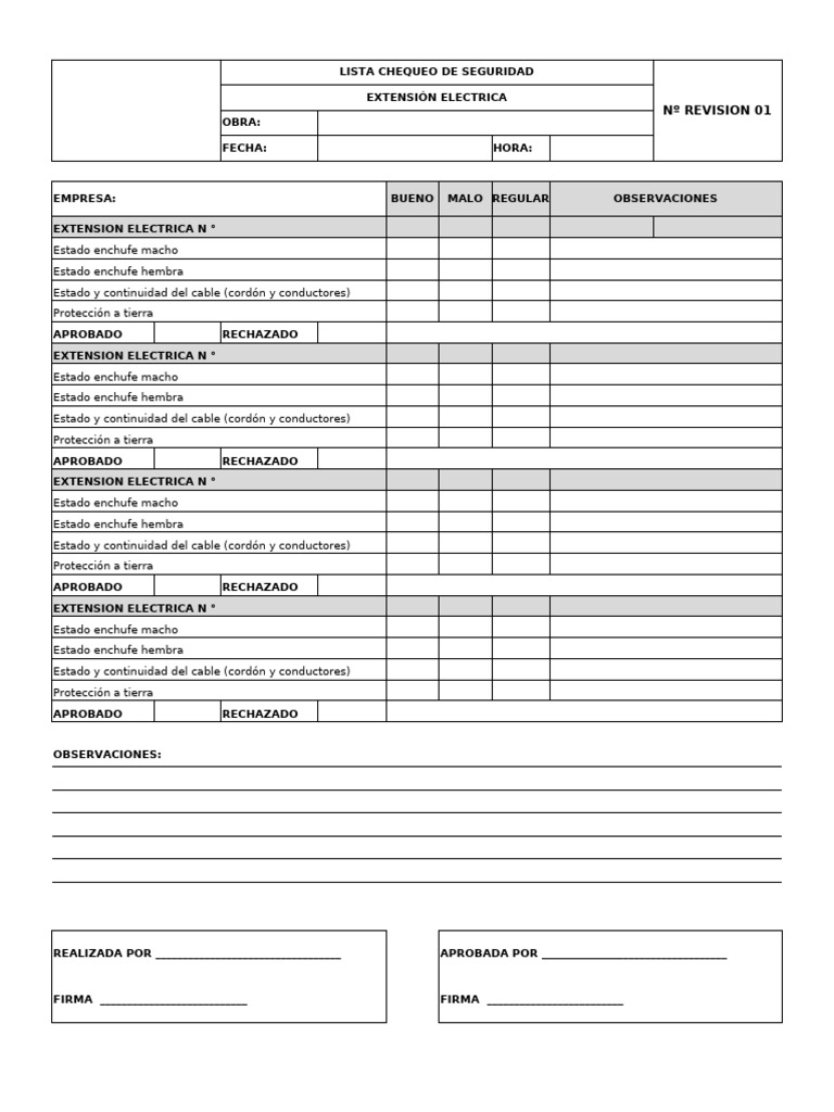 Listas de Chequeo Herramientas Manuales | PDF | Enchufes y tomas de corriente alterna