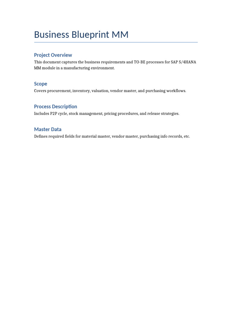 SAP S/4HANA MM Business Blueprint | PDF