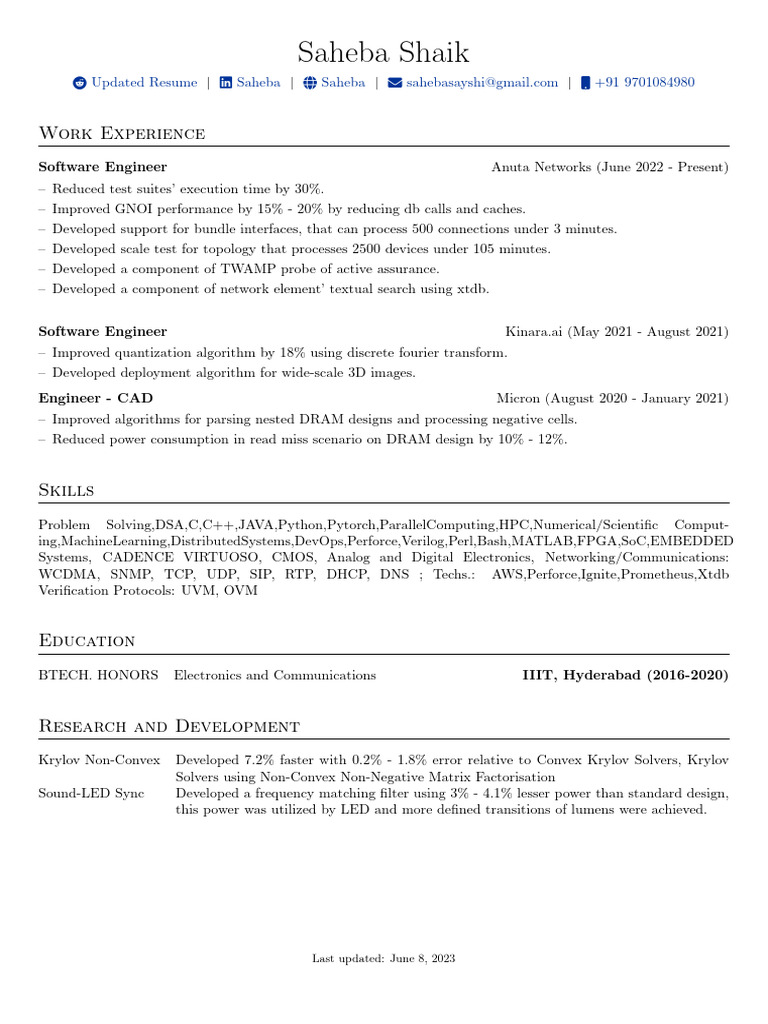 Saheba Resume | PDF