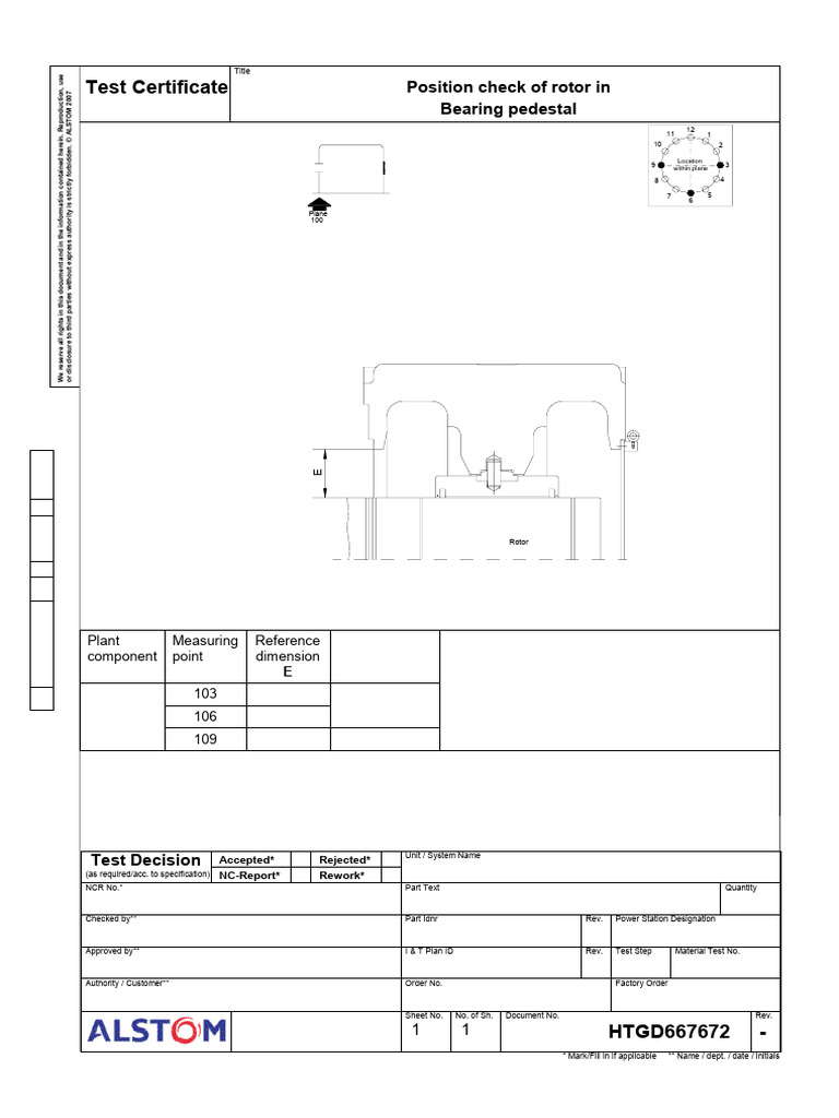 Rotor Position Test Certificate | PDF