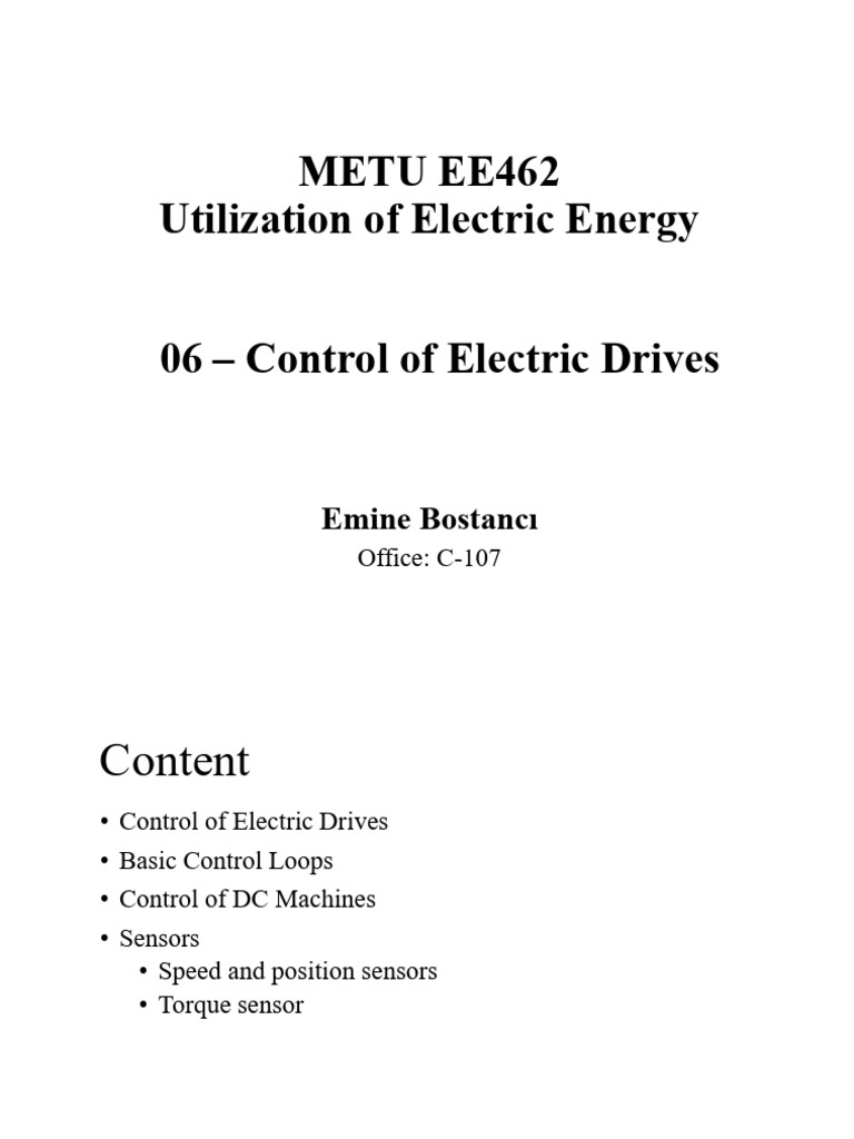 Control of Electric Drives in EE462 | PDF | Electric Motor | Power ...