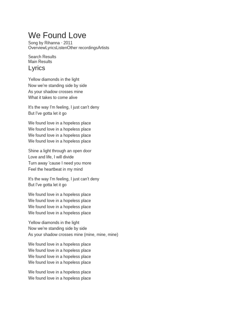 We Found Love in a Hopeless Place | PDF