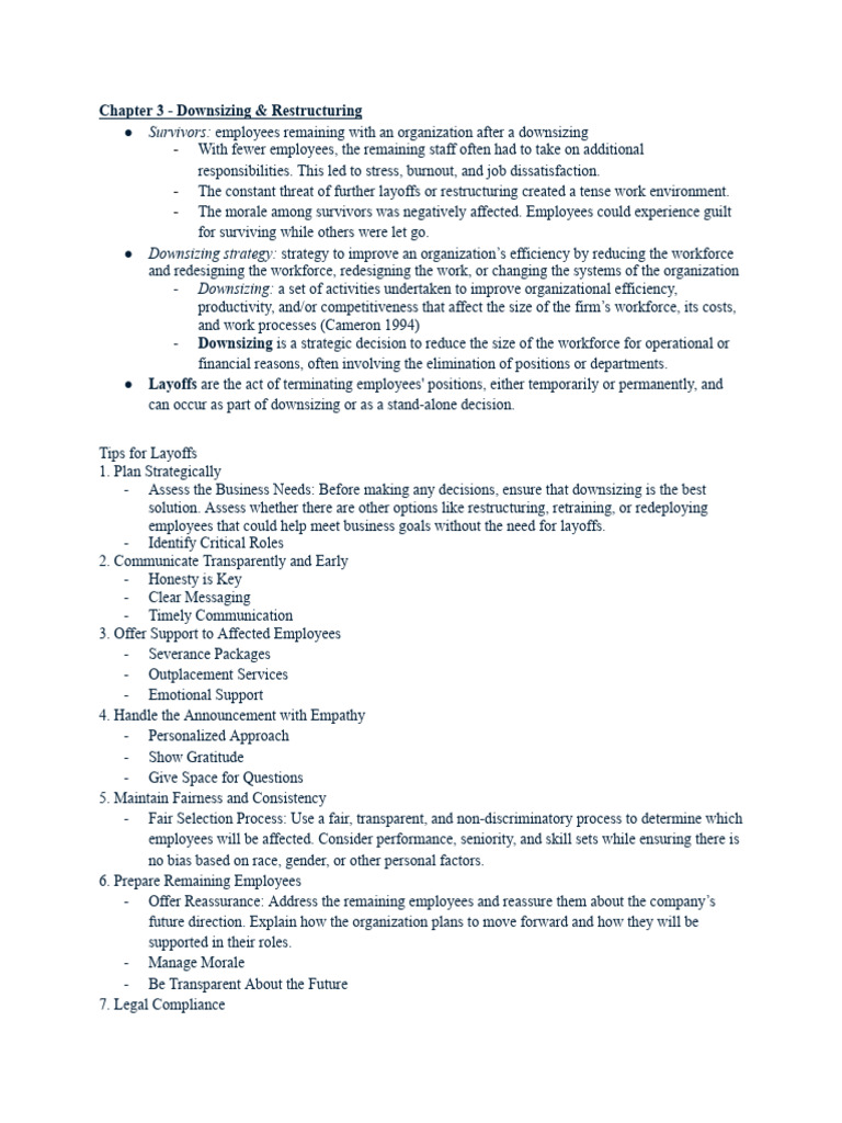 Chapter 3 - Downsizing & Restructuring | PDF | Layoff | Employment