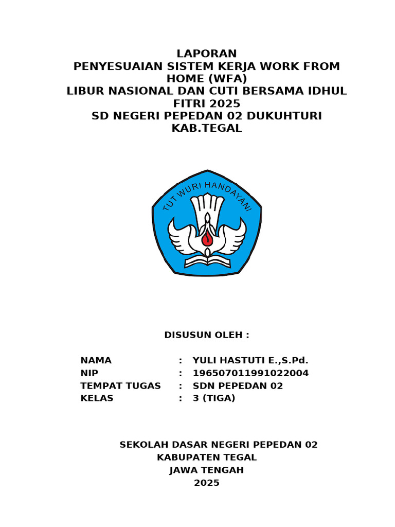 Laporan WFA Libur Lebaran Kelas 1 2025 | PDF