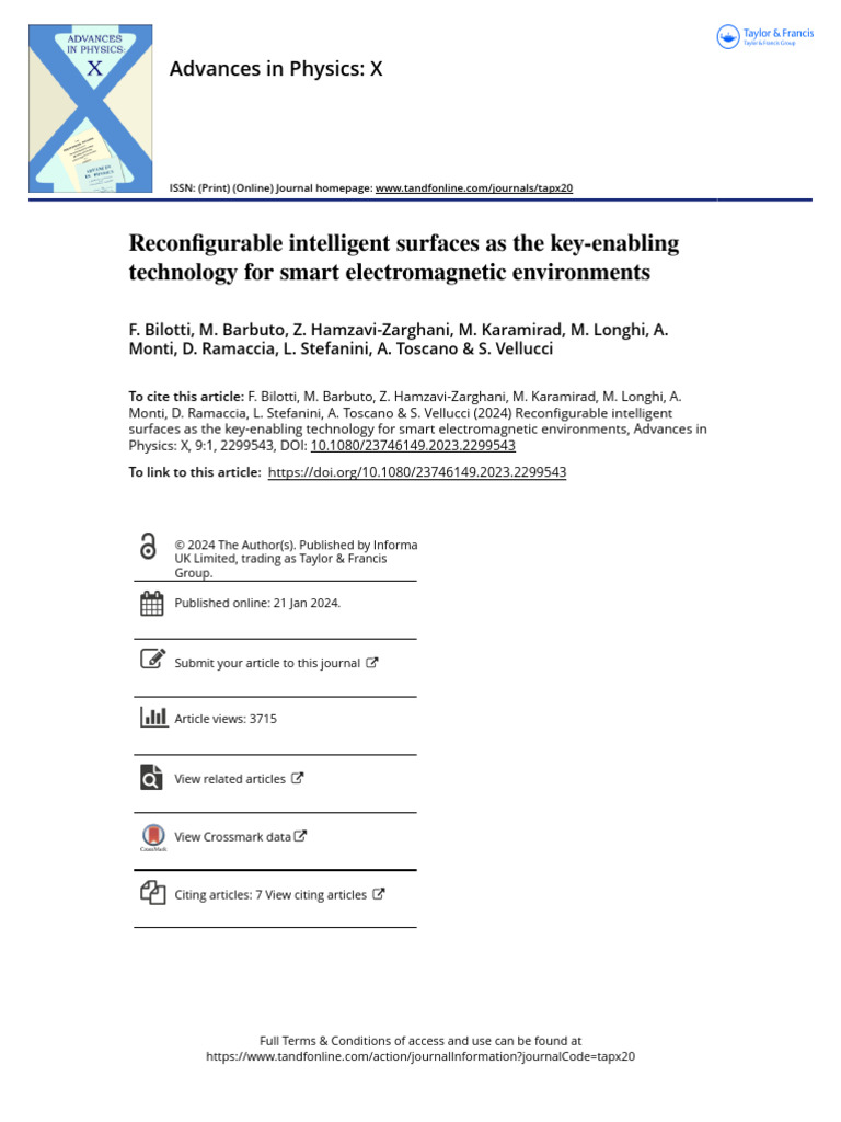 Reconfigurable intelligent surfaces as the key-enabling technology for smart electromagnetic ...