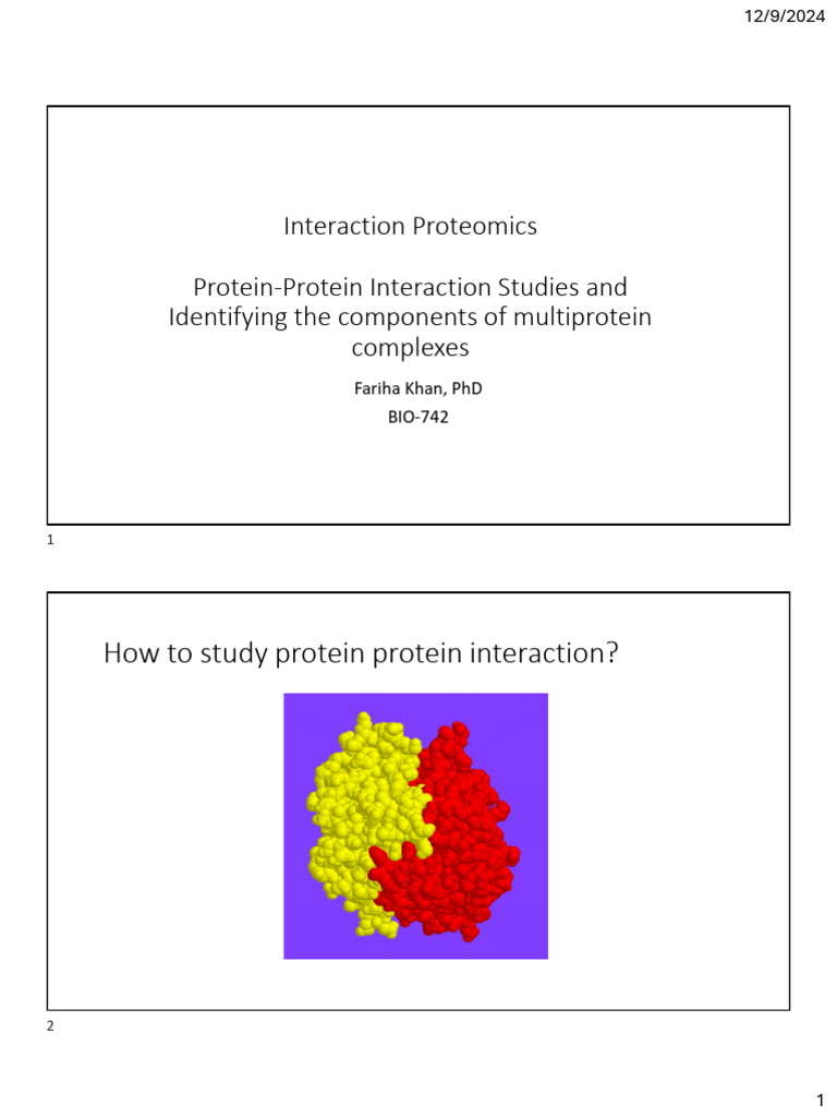 Interaction Proteomics BIO742 FK | PDF | Protein–Protein Interaction ...