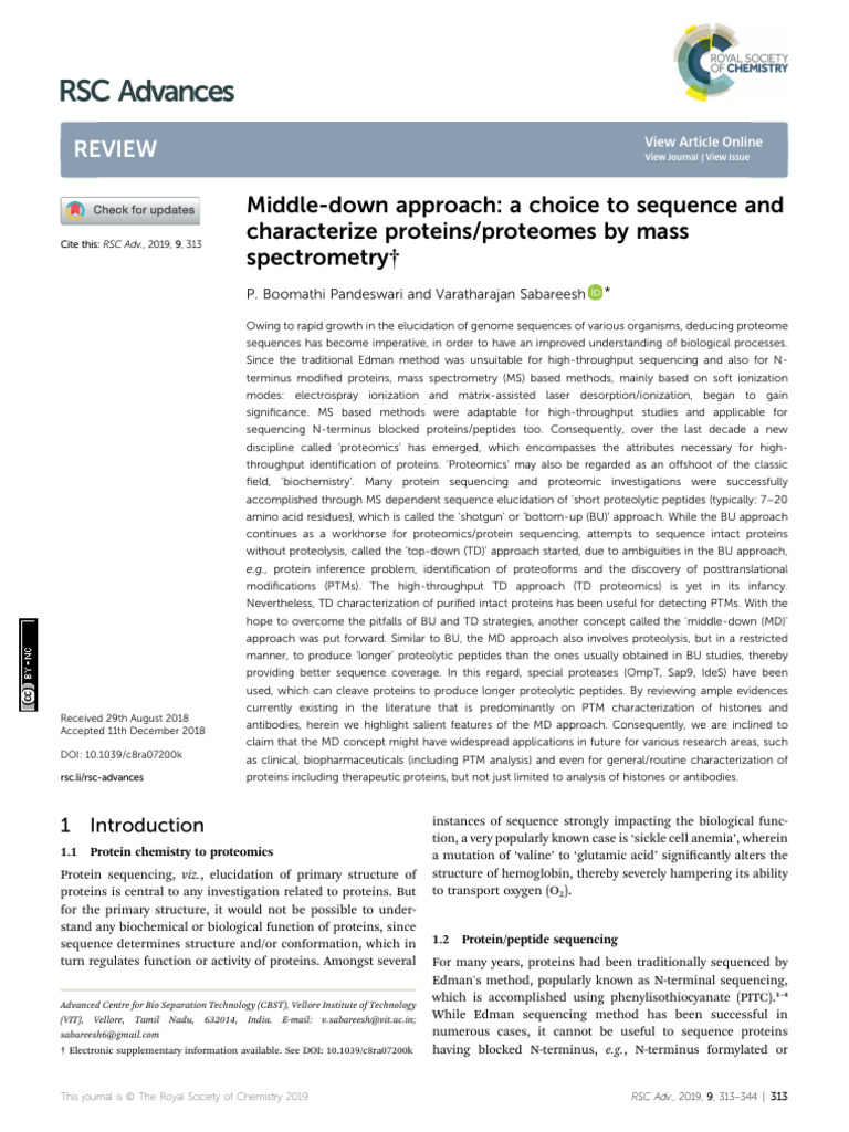 Middle Down 2019 | PDF | Proteomics | Proteins