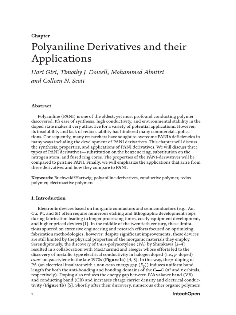Polyaniline Derivatives and Their Applications | PDF | Doping ...