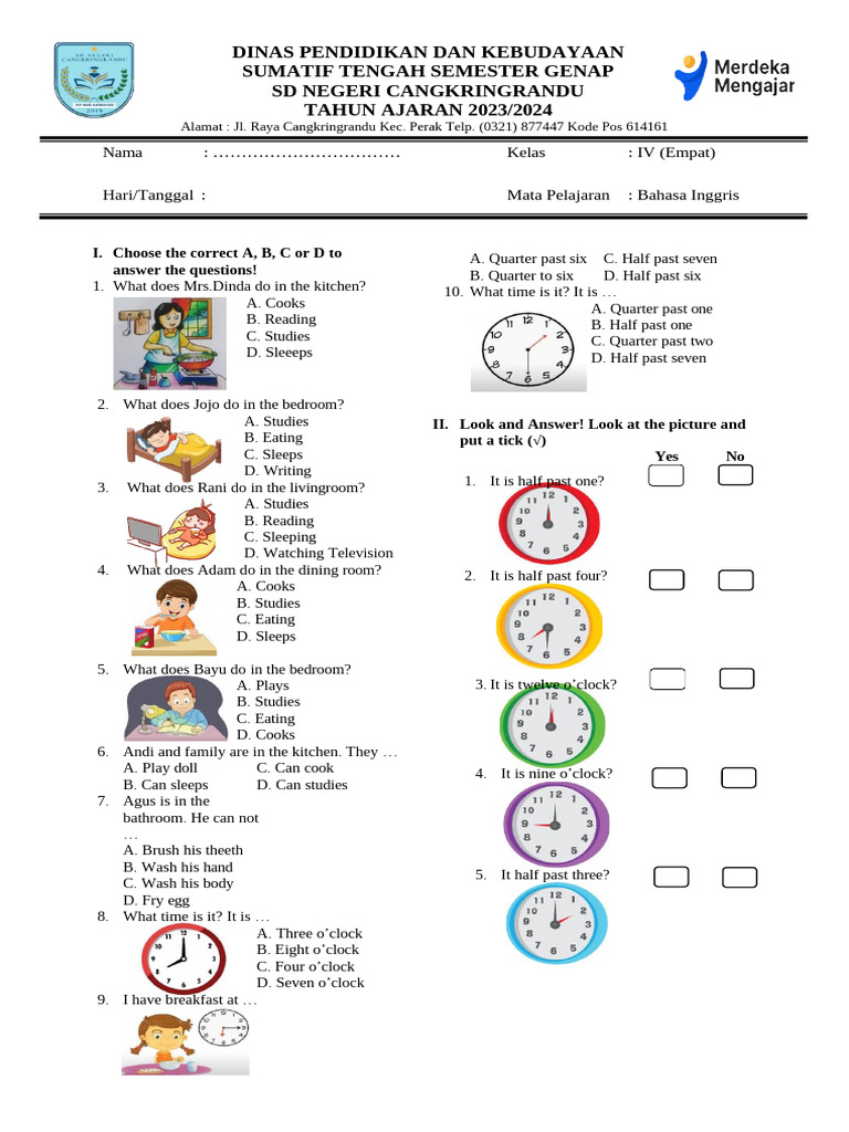 STS Kelas 4 - Bahasa Inggris Fix | PDF | Room | Home