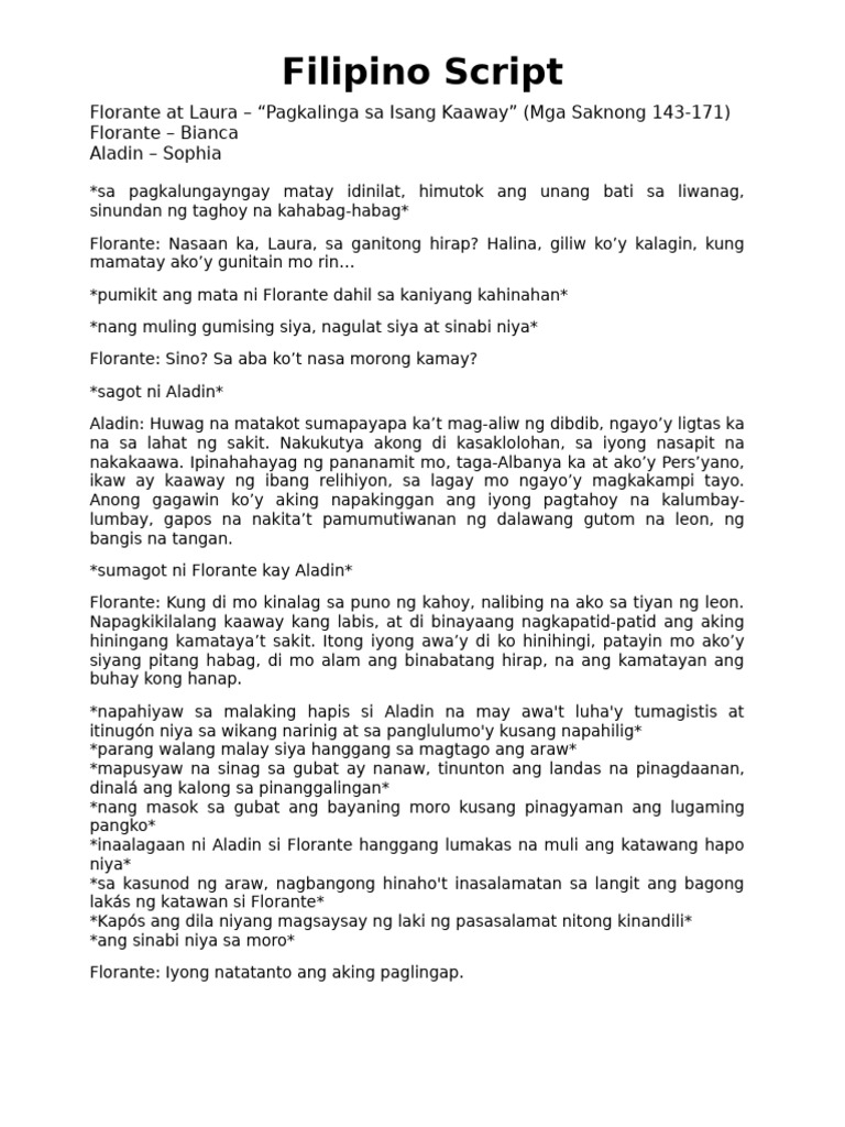 Reprint Filipino Script - Florante at Laura (1) | PDF