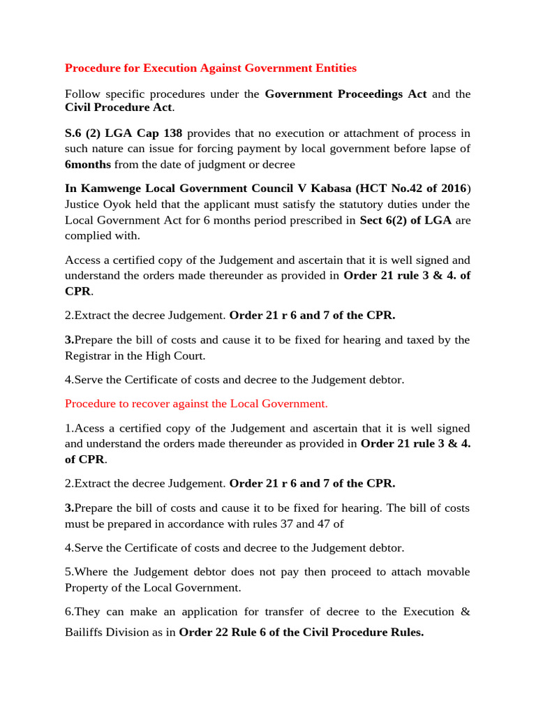 Execution Procedures Against Government | PDF | Judgment (Law) | Public Law