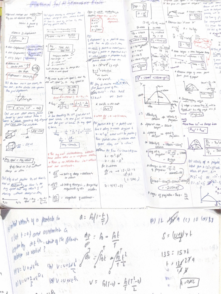 Motion in A Straight Line Notes | PDF