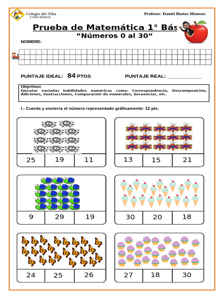PRUEBA NÚMEROS 10 Al 30 | PDF