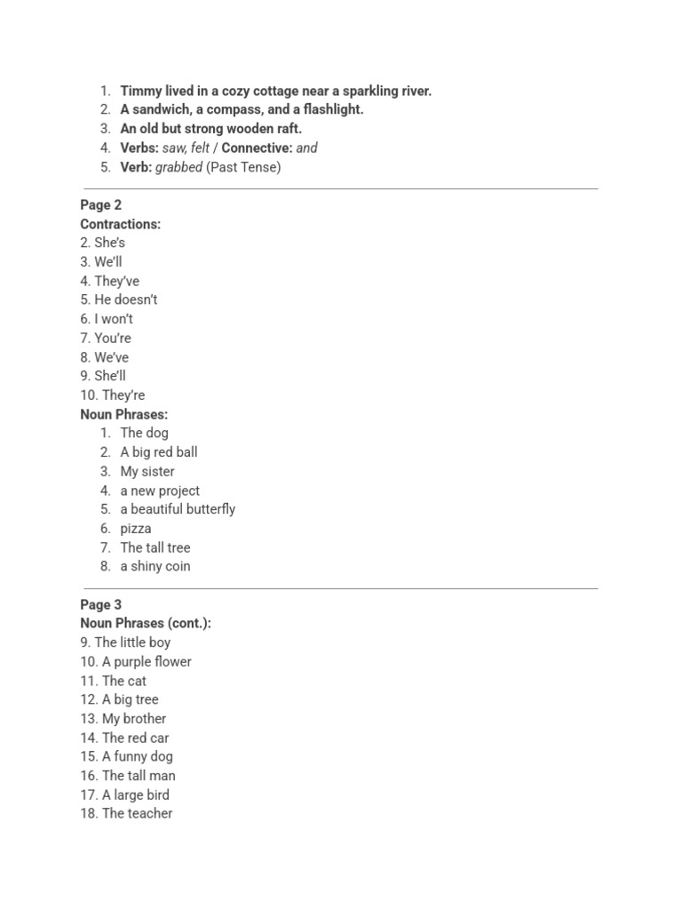 Language Skills: Verbs, Phrases, and More | PDF