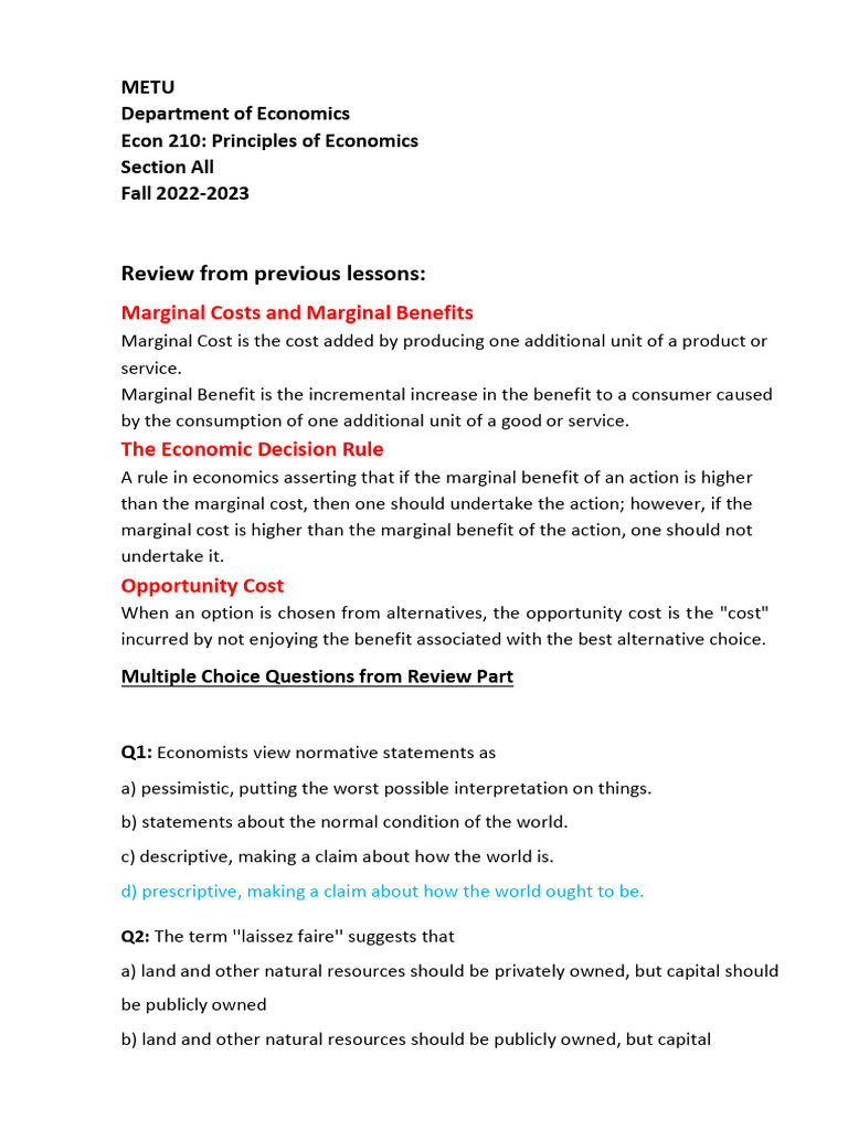 Economics Principles Review Guide Pdf Economic Equilibrium Demand