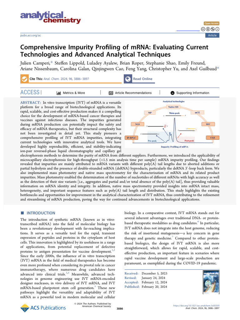 Camperi Et Al 2024 Comprehensive Impurity Profiling of Mrna Evaluating Current Technologies and ...
