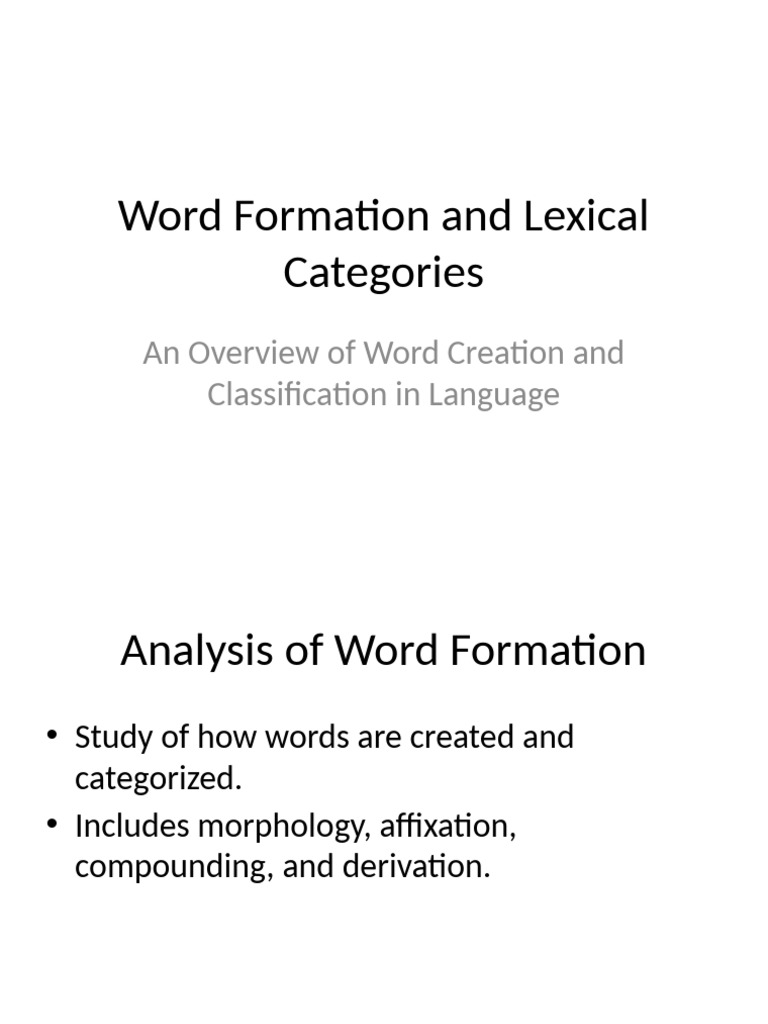 Word Formation and Lexical Categories | PDF