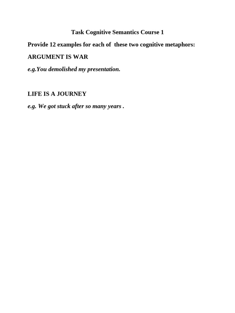 Task 1 Cognitive Semantics | PDF