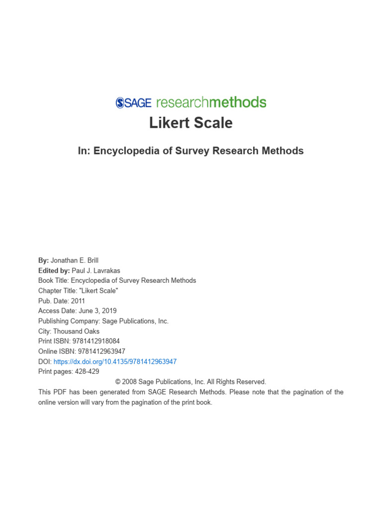 Likert Scale - Sage Res Methods | PDF | Likert Scale | Scientific Method