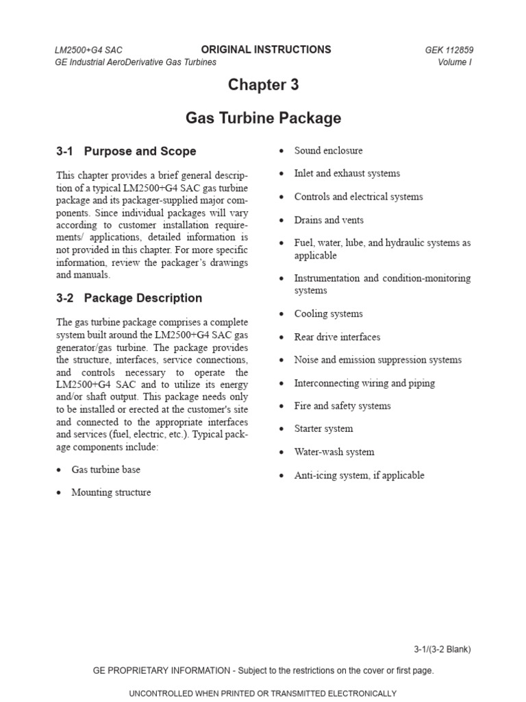 GEK112859 - V1TM03.C00 - Chapter 03 Gas Turbine Package | PDF | Gas Turbine | Machines