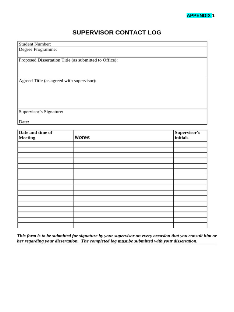 Supervisor Log | PDF