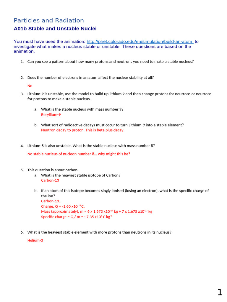 Stable vs Unstable Nuclei Explained | PDF