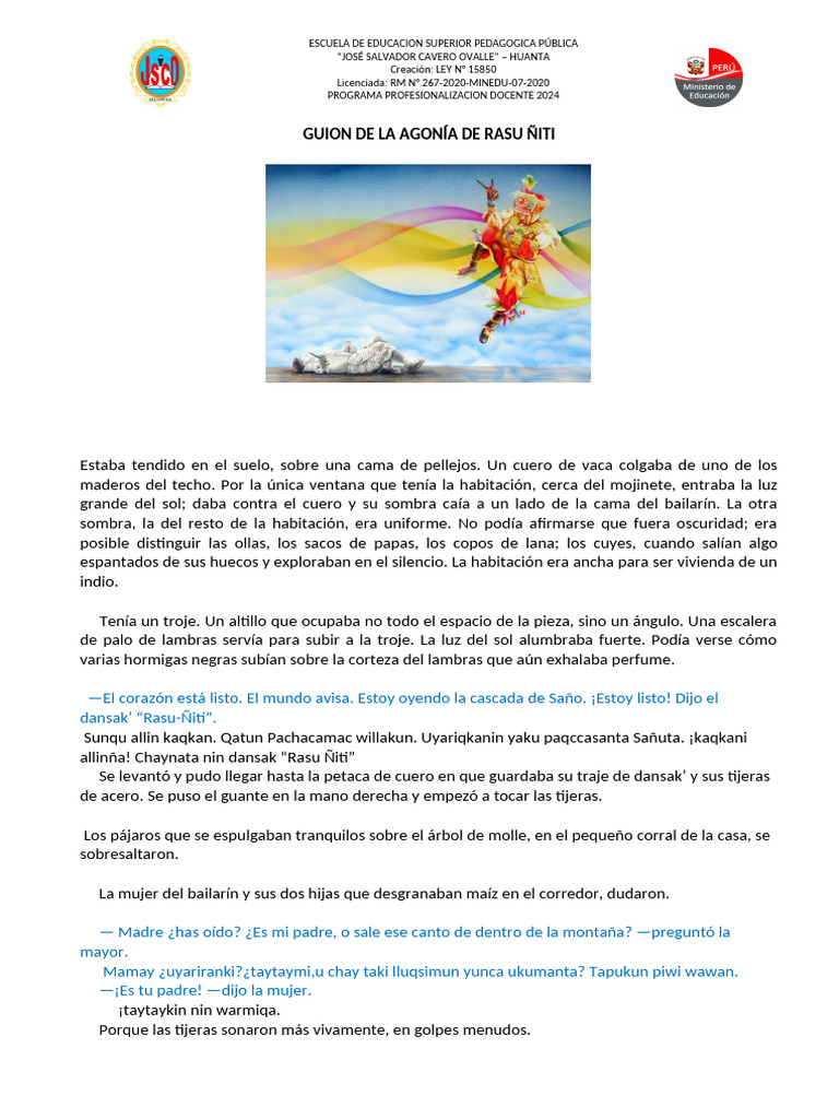 Guión Rasui ñiti | PDF