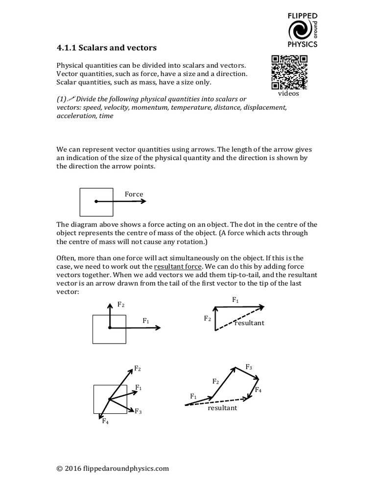 4.1.1_scalars_and_vectors | PDF | Euclidean Vector | Force