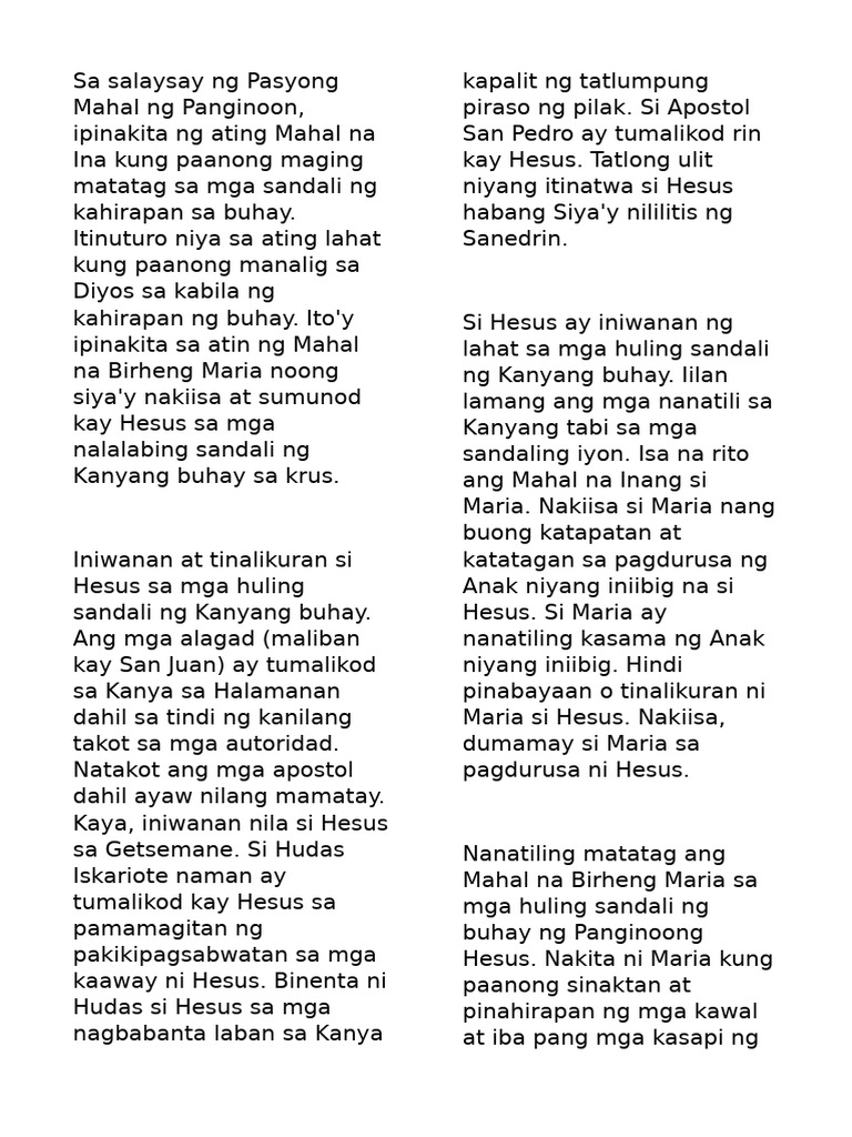 Sa Salaysay NG Pasyong Mahal NG Panginoon | PDF