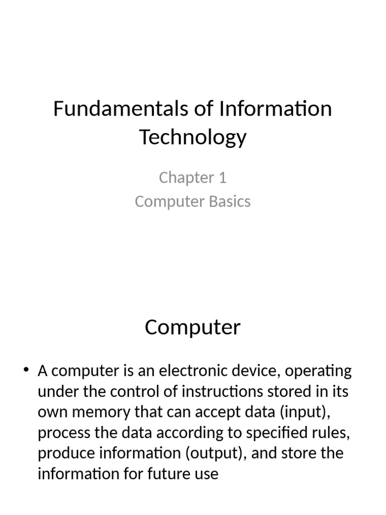 I BCA Fundamentals of Information Technology | PDF | Integrated Circuit | Microcomputers