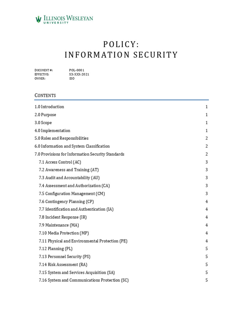 Information Security Policy | PDF | Information Security | Computer Security