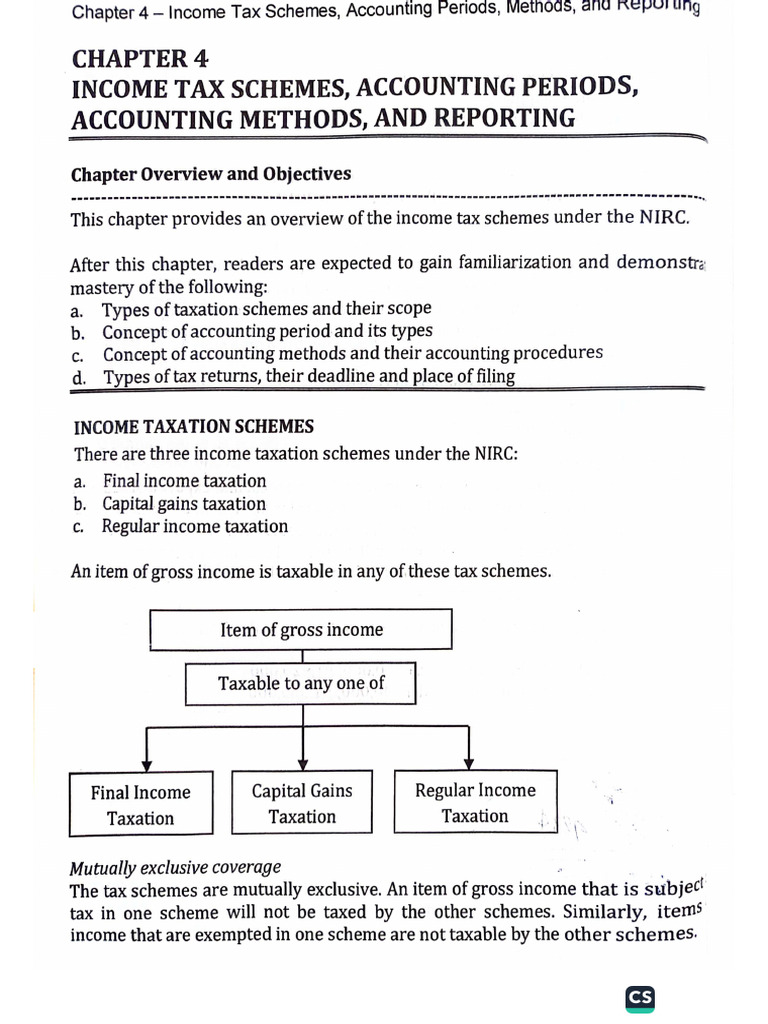 Chapter 4 - Income Tax Schemes, Accounting Periods, Methods and ...