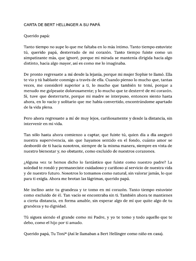 Carta Al Padre Berth Hellinger | PDF