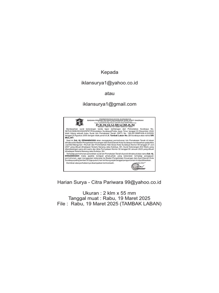 Rabu, 19 Maret 2025 (TAMBAK LABAN) | PDF