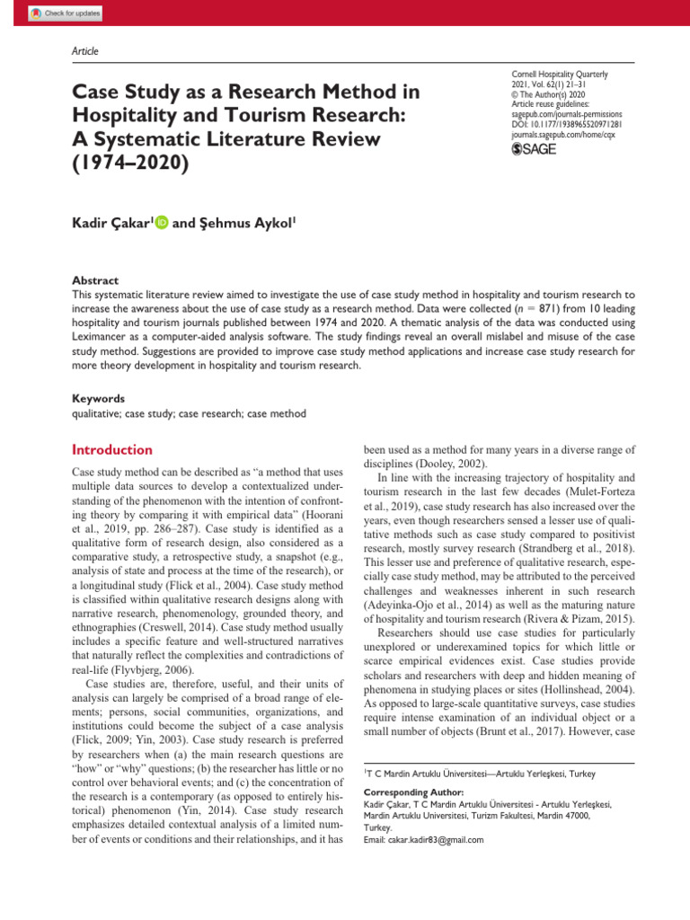 Case Study as a Research Method in Hospitality and Tourism Research ...