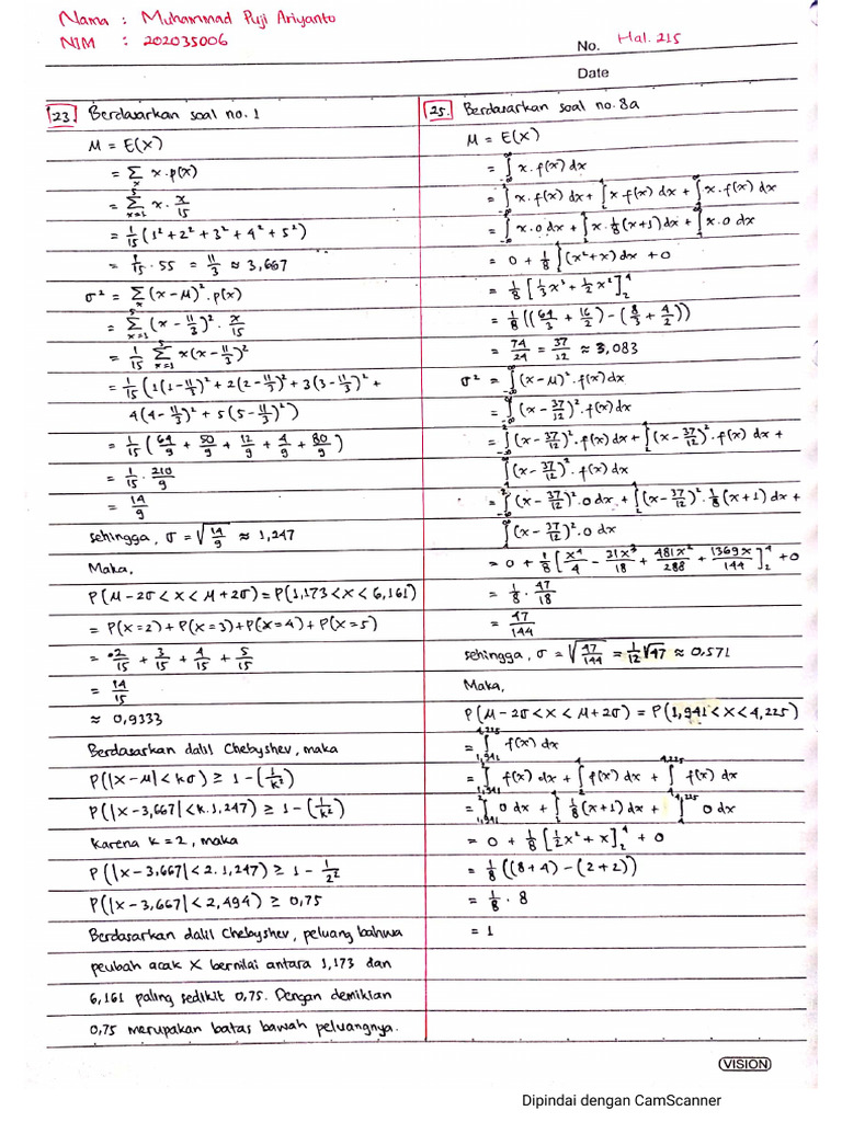 Tugas 6 - Pertidaksamaan Chebyshev | PDF