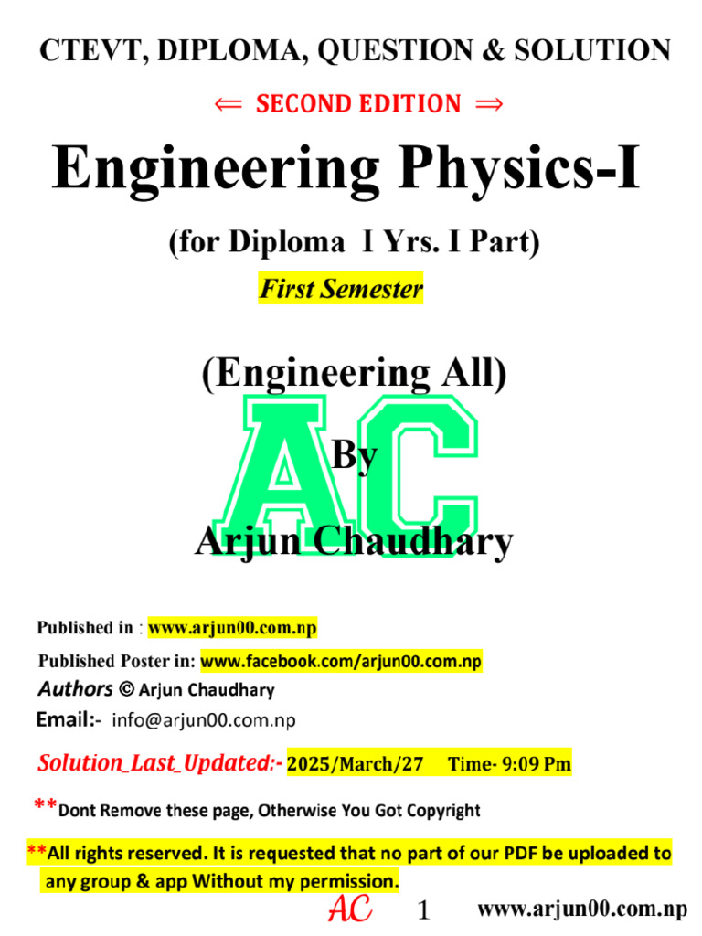 Engineering Physics I -2080-81 to 2076 Solution | PDF