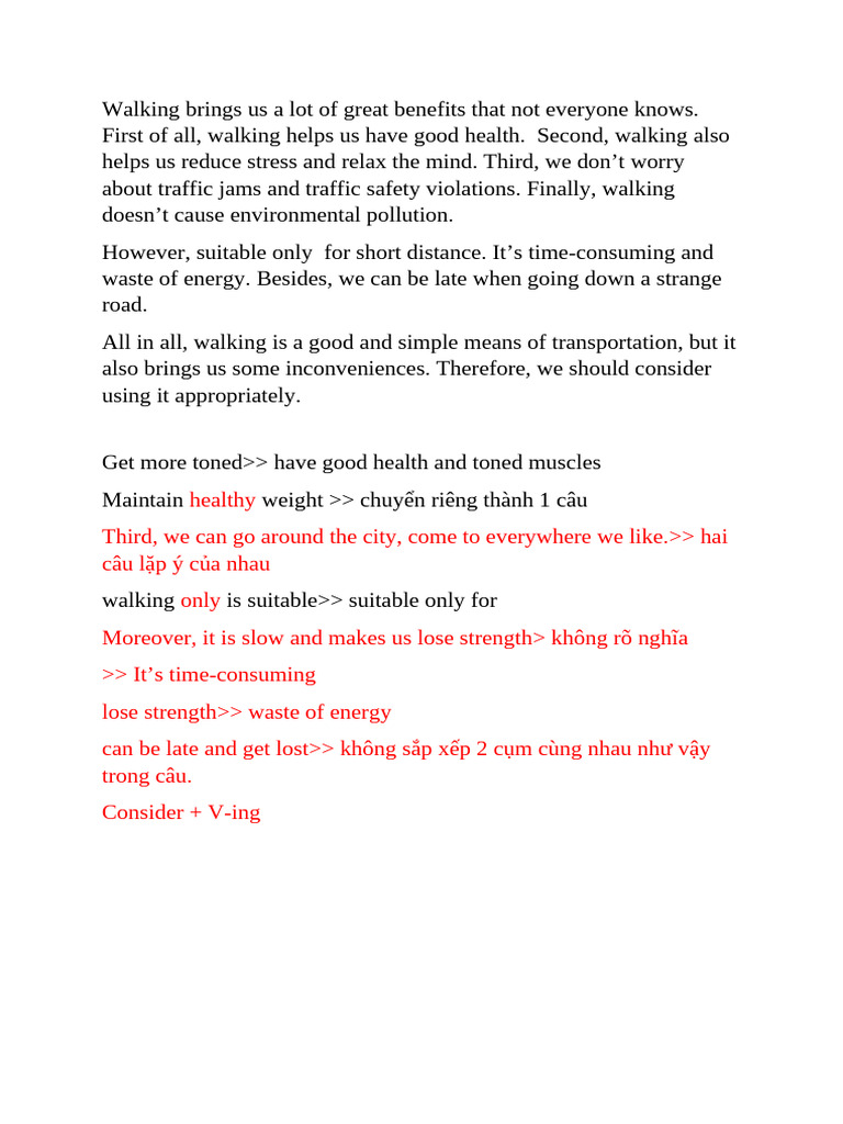 Benefits and Drawbacks of Walking | PDF