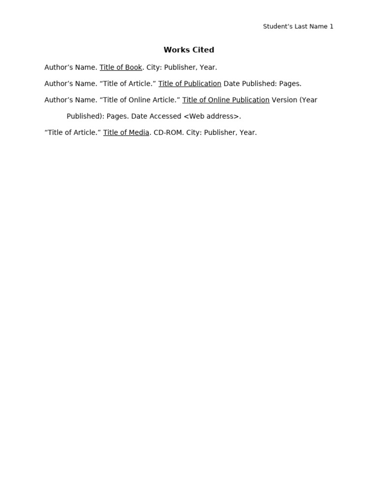 MLA Works Cited Format Guide | PDF