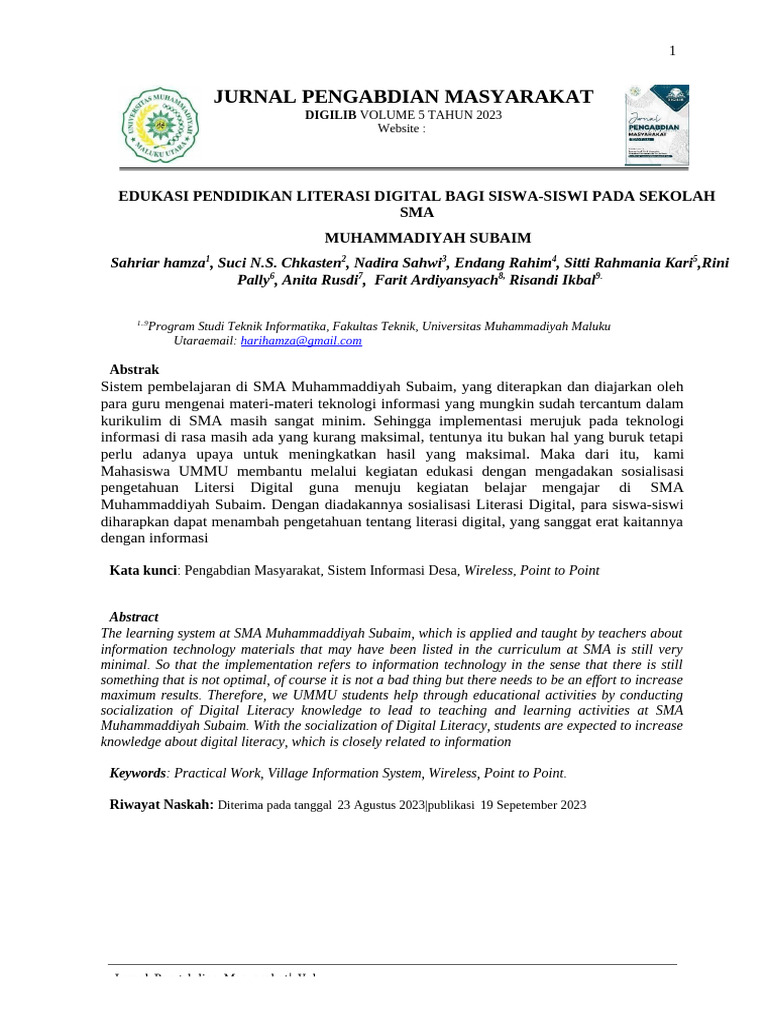 Contoh Jurnal Pengabdian Masyarakat | PDF