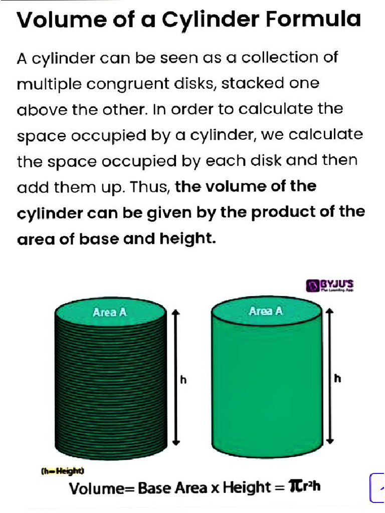 Volume of A Cylinder Formula | PDF