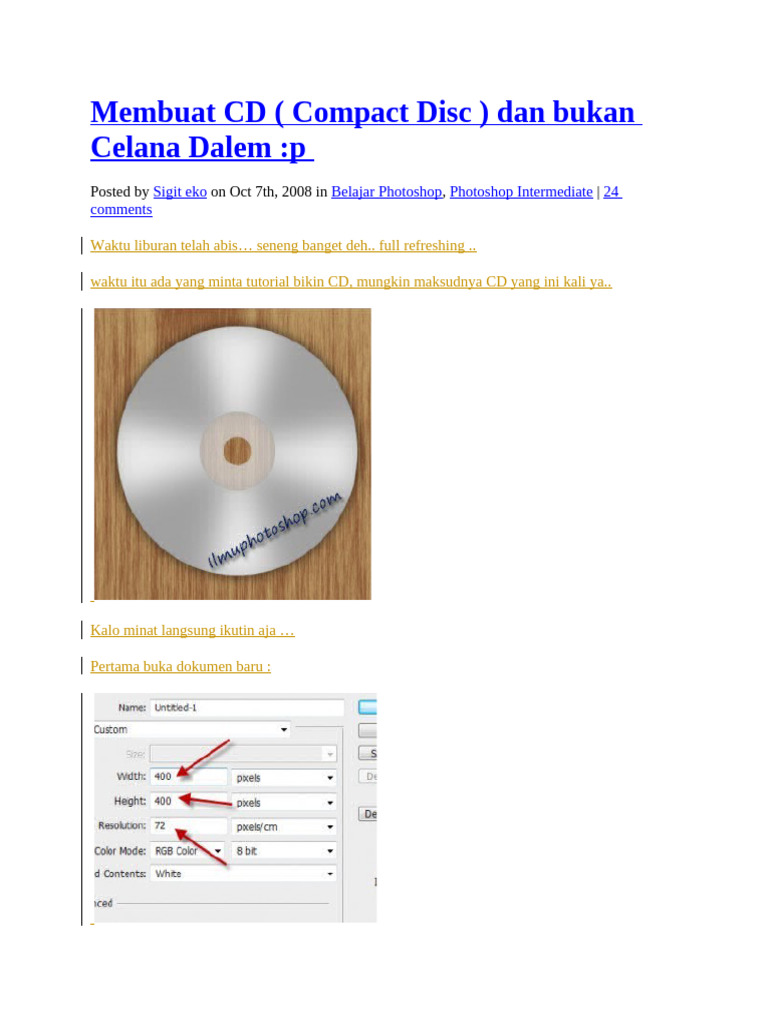 Tutorial Membuat CD 3D di Photoshop | PDF