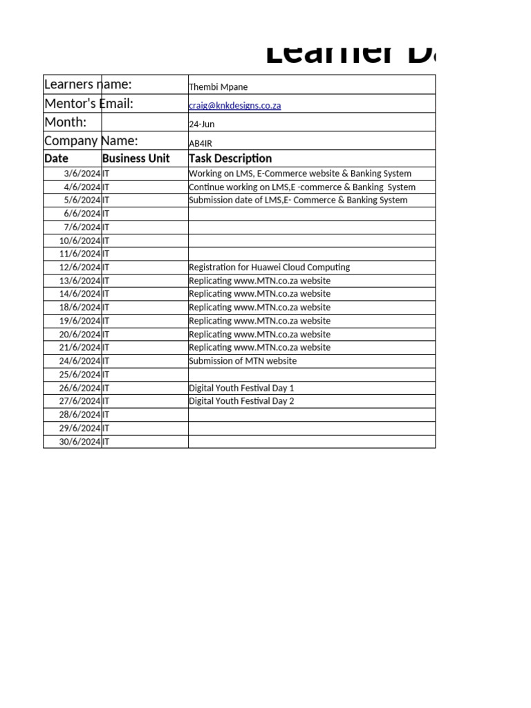 Thembi Mpane SoftwareDevelopmentLogbook2 | PDF | Systems Architecture | Computer Science