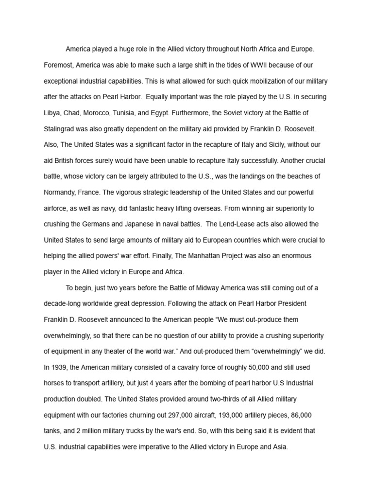 Honors World History Final Essay_ The US entry into Europe & Africa won WWII in Europe | PDF ...