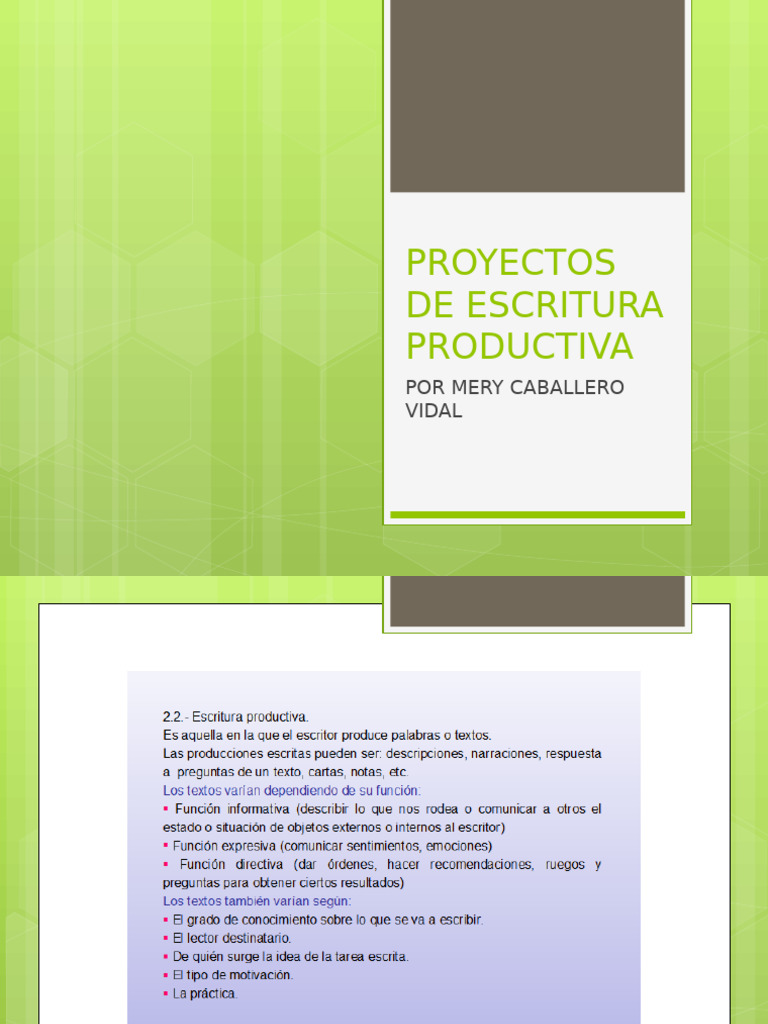 Proyectos de Escritura Productiva | PDF
