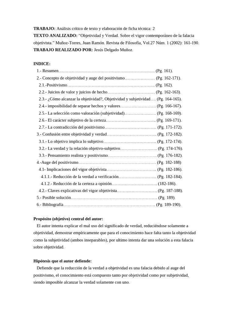 Ficha tecnica Juan Ramon Muñoz Torres | PDF | Conocimiento | Verdad