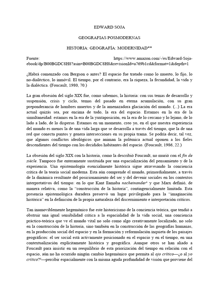 Edward Soja Geografias Posmodernas | PDF | Teoría de la modernización ...