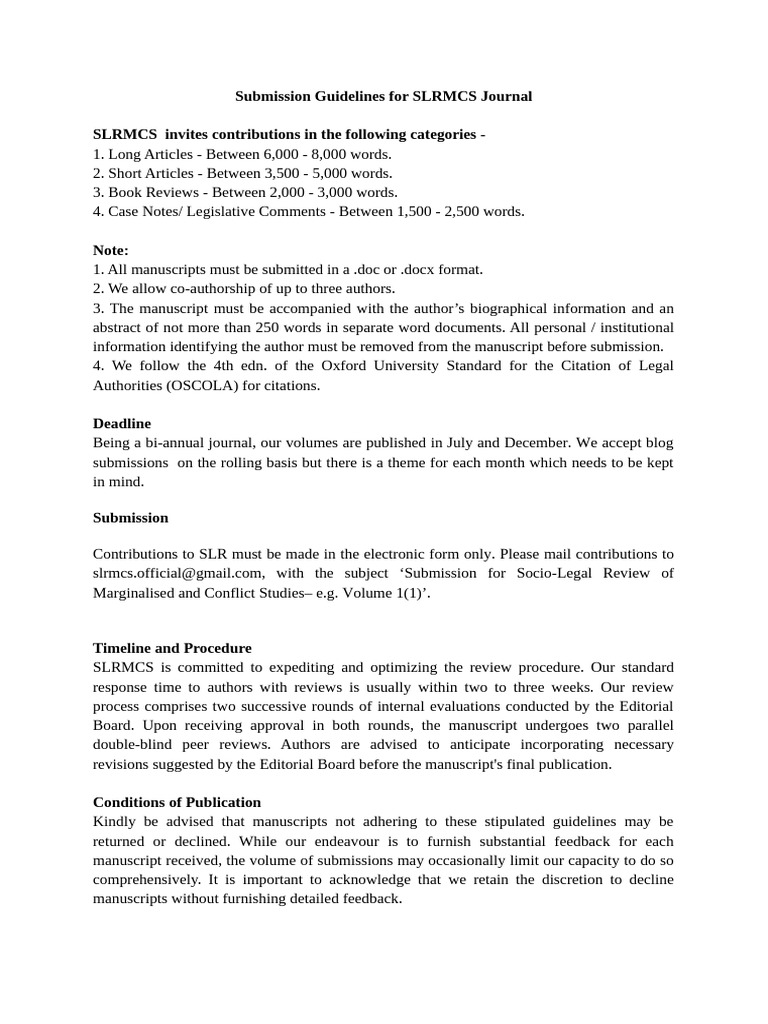SLRMCS Journal Submission Guidelines | PDF