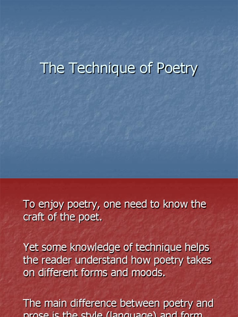 The Technique of Poetry | PDF | Poetry | Metre (Poetry)