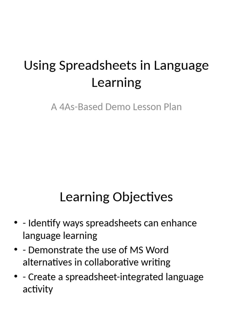 Spreadsheets in Language Learning Activities | PDF